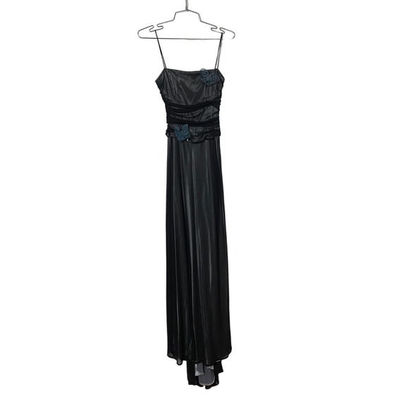 ABS | Dresses | 9s Vintage Abs Black Strappy Gown With Butterfly ...